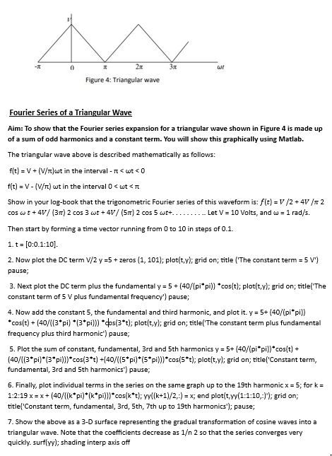 Solved Fourier Series of a Triangular WaveAim: To show that | Chegg.com