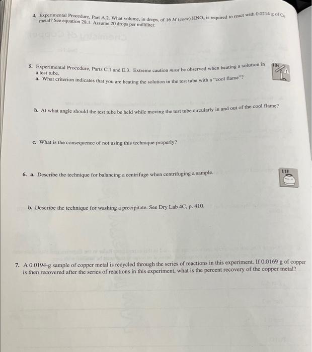 Solved 4. Experimental Procedure, Part A.2. What volume, in | Chegg.com