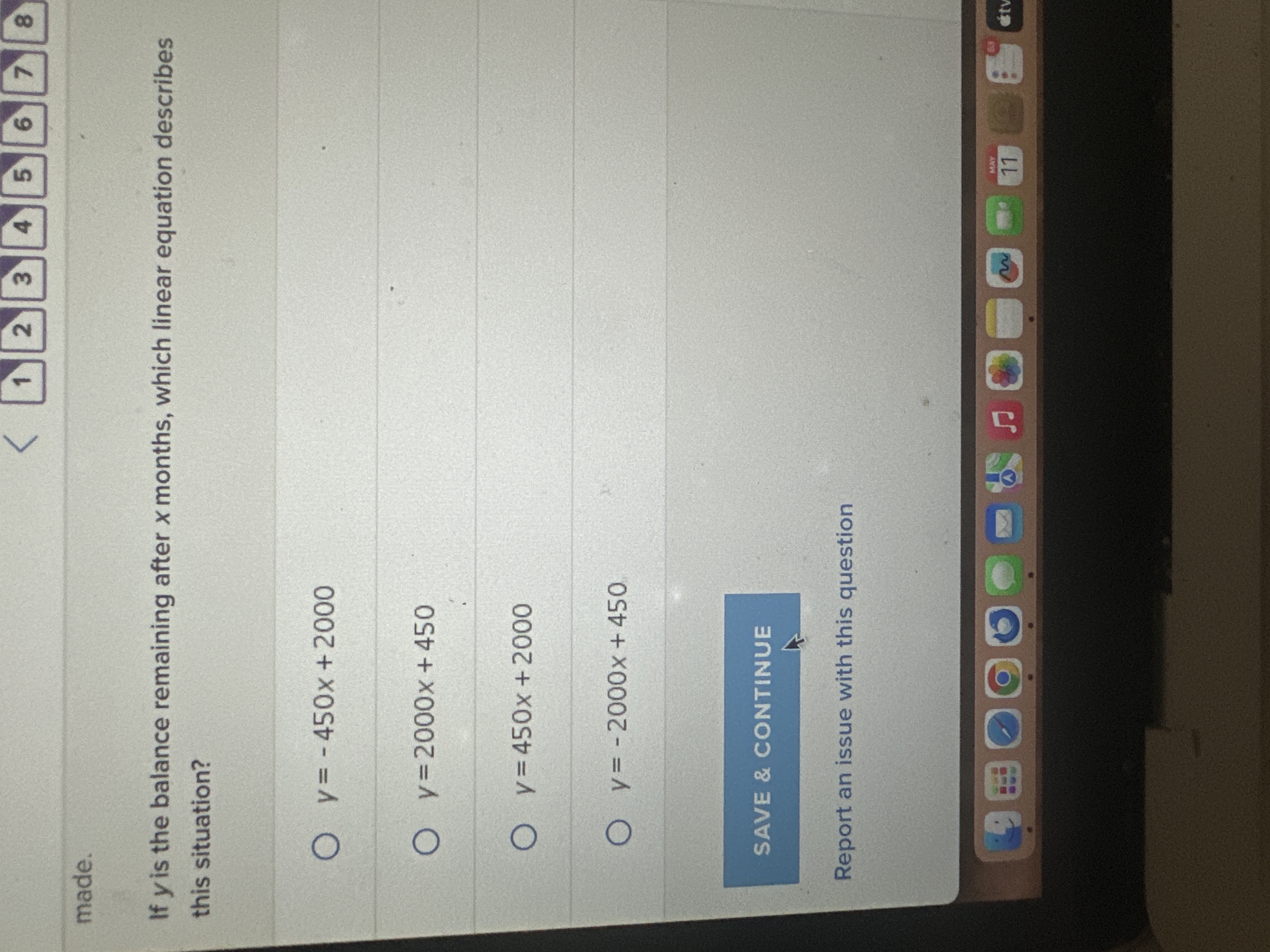 Solved made.If y is ﻿the balance remaining after x ﻿months, | Chegg.com