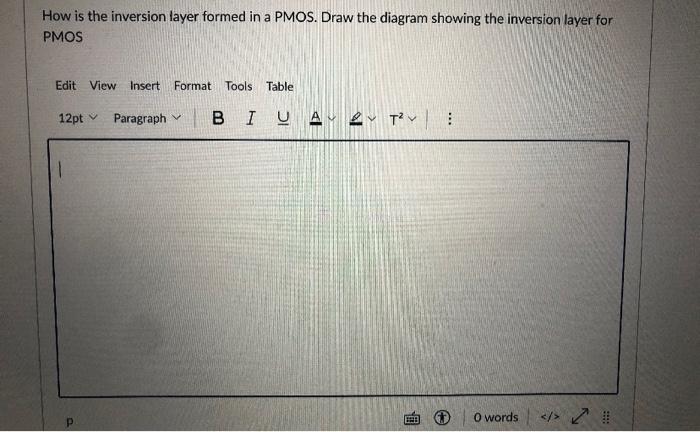 Solved How is the inversion layer formed in a PMOS. Draw the | Chegg.com