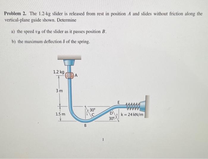 Solved Problem 2. The 1.2−kg slider is released from rest in | Chegg.com