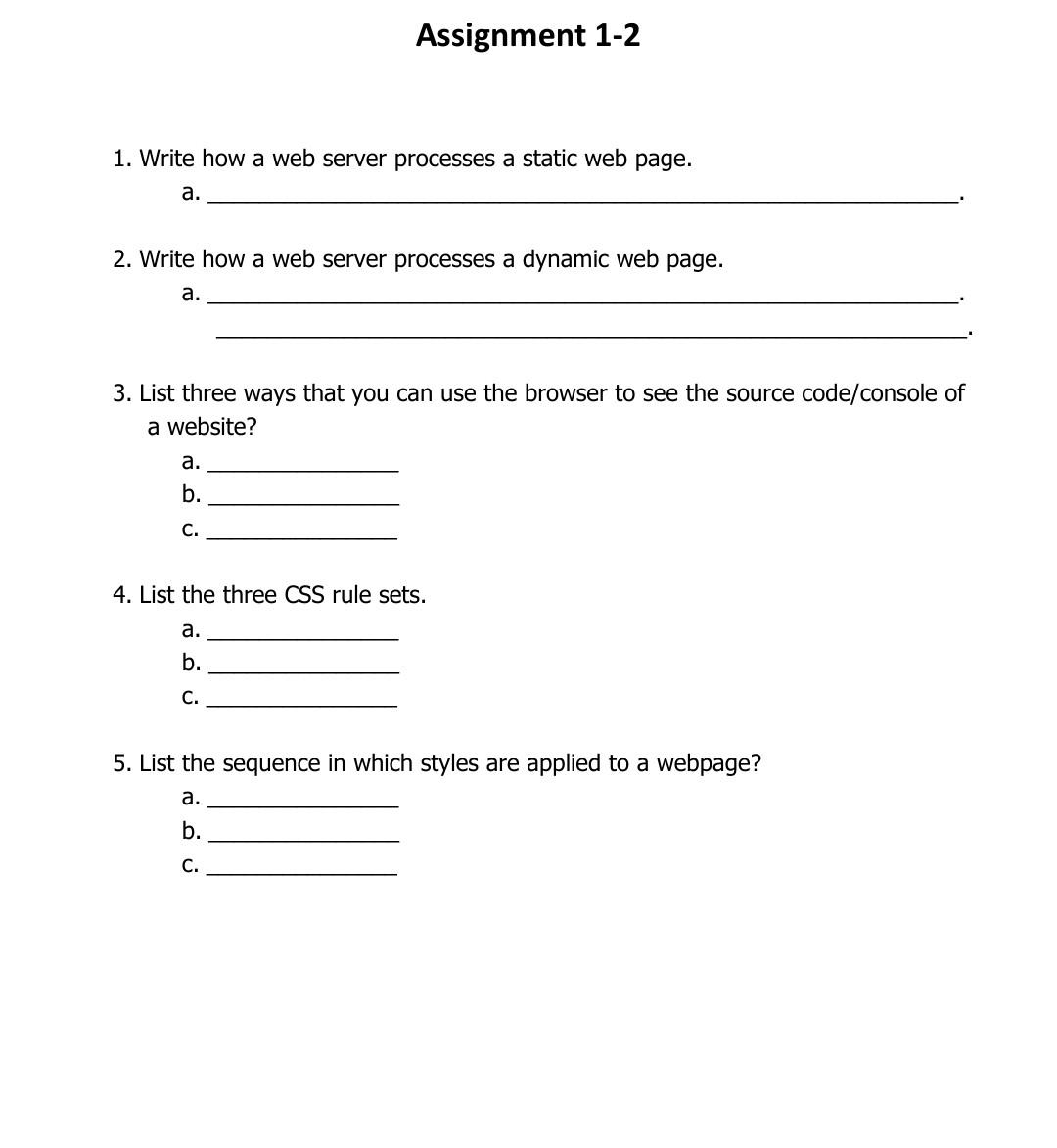Solved Assignment 1 2 1 Write How A Web Server Processes A Chegg