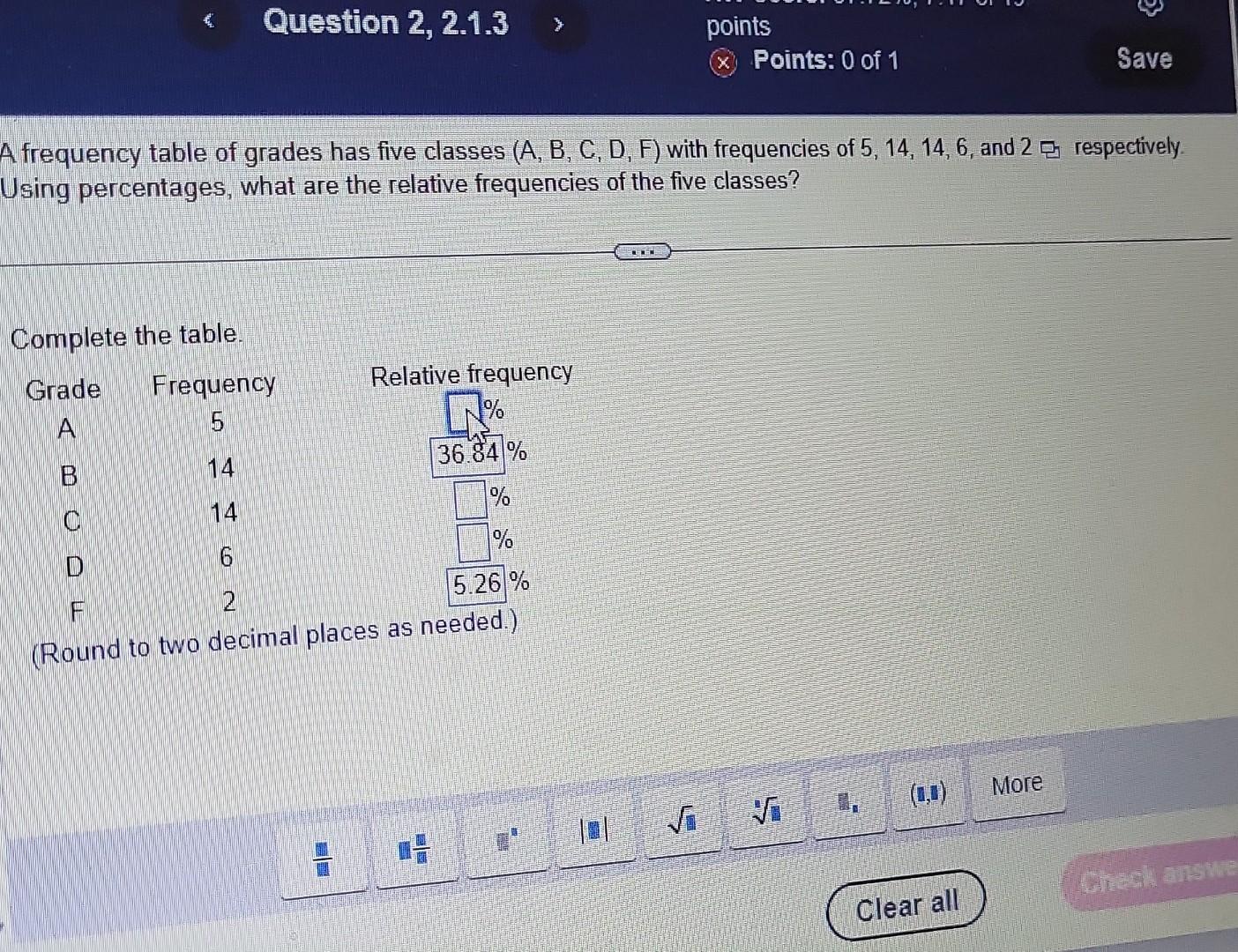 Solved A frequency table of grades has five classes (A, B, | Chegg.com