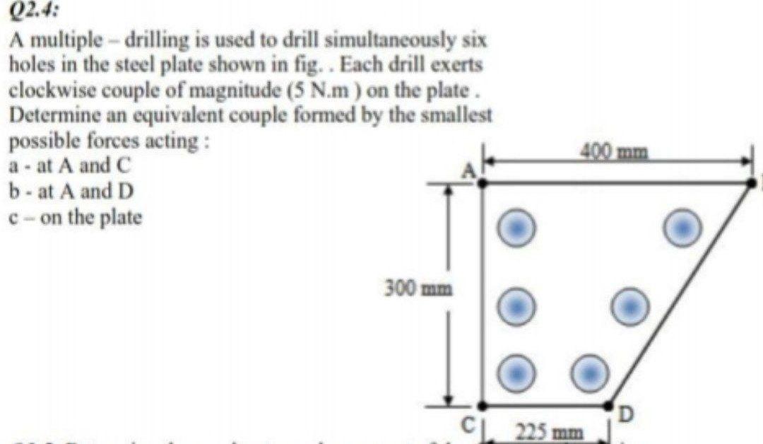 Solved Q2.4: A multiple-drilling is used to drill | Chegg.com
