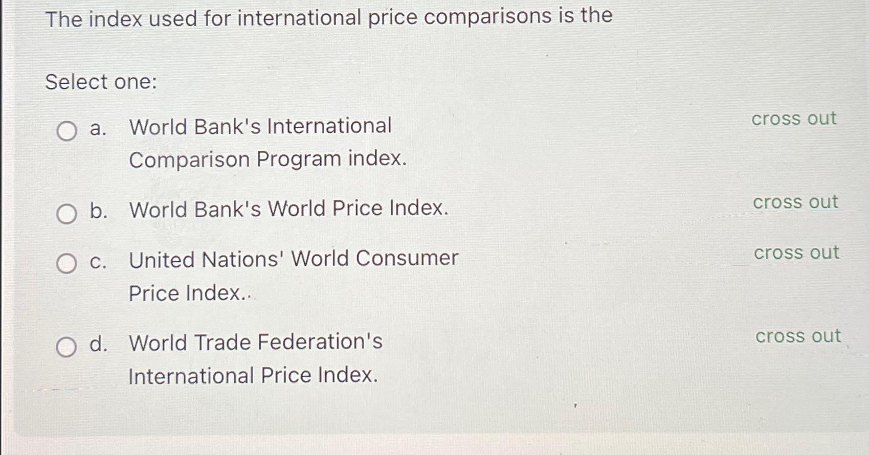 Solved The index used for international price comparisons is | Chegg.com