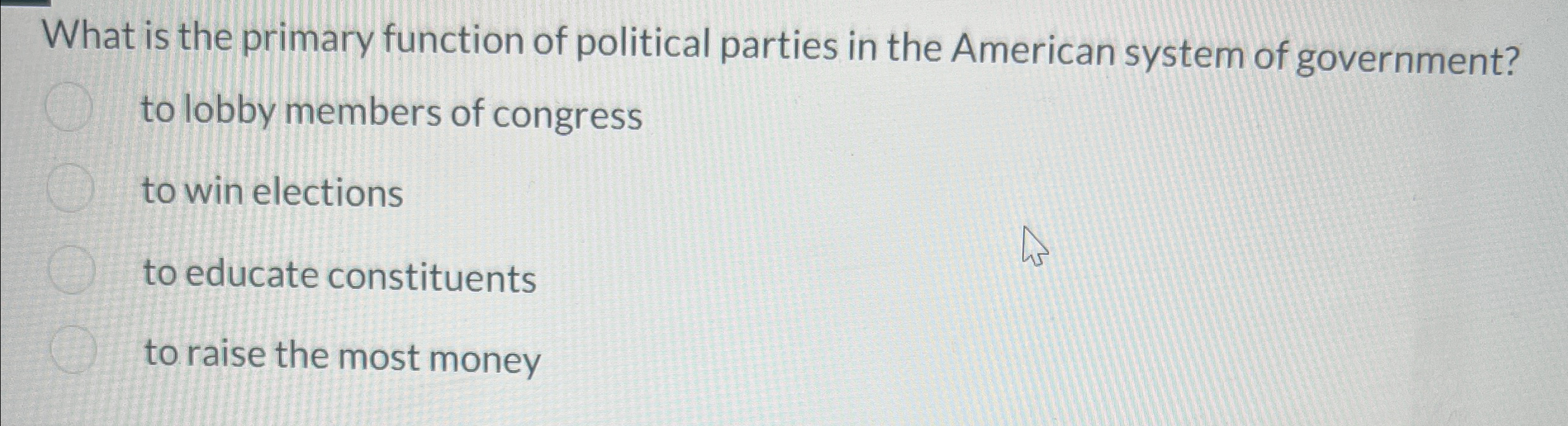 Solved What is the primary function of political parties in | Chegg.com
