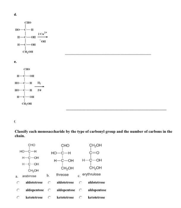 Solved Classify each monosaccharide by the type of carbonyl | Chegg.com