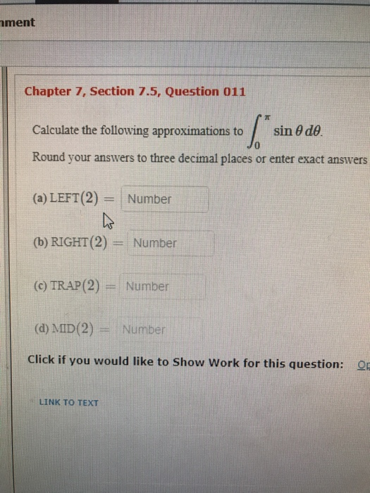 Solved nment Chapter 7, Section 7.5, Question 011 Calculate | Chegg.com