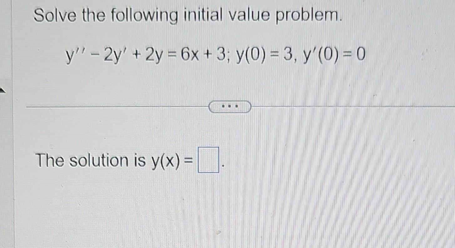 Solved Solve the following initial value problem. | Chegg.com