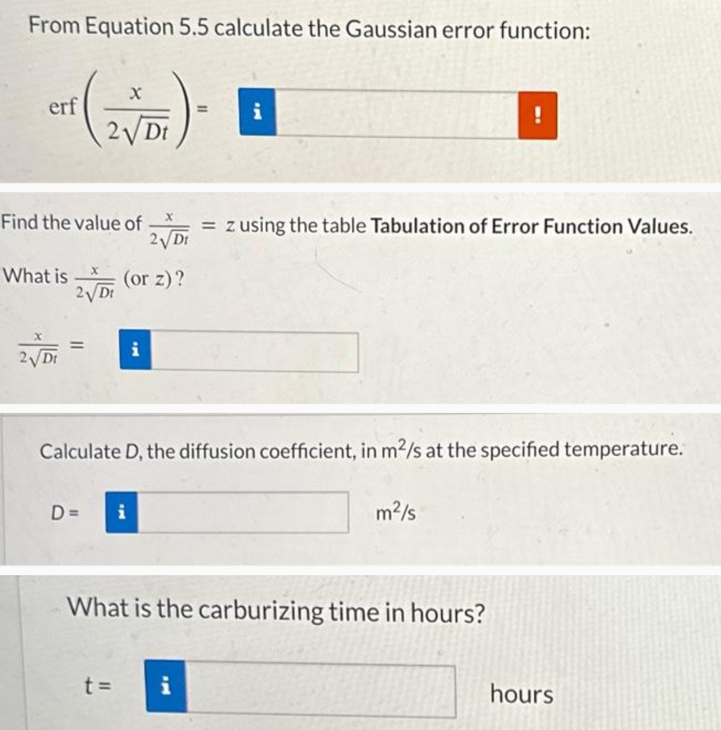 Solved Determine the carburizing time necessary to achieve a | Chegg.com