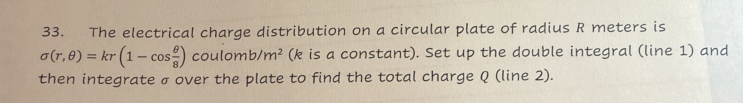 Solved The electrical charge distribution on a circular | Chegg.com