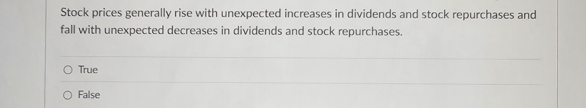 Solved Stock prices generally rise with unexpected increases | Chegg.com