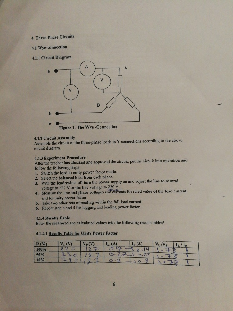 Solved Experiment #1: Balanced Three-Phase Circuits Part | Chegg.com