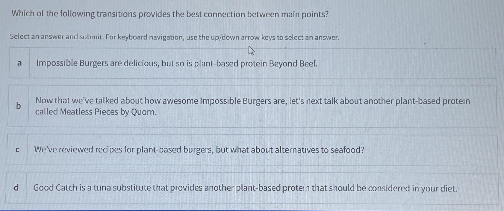 Solved Which of the following transitions provides the best | Chegg.com