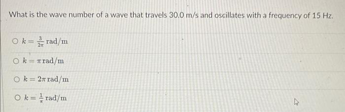 Solved What is the wave number of a wave that travels 30.0 | Chegg.com