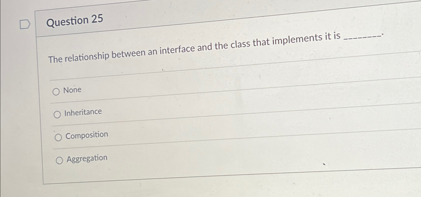 Solved Question 25The relationship between an interface and | Chegg.com Solved Question 25The relationship between an interface and | Chegg.com