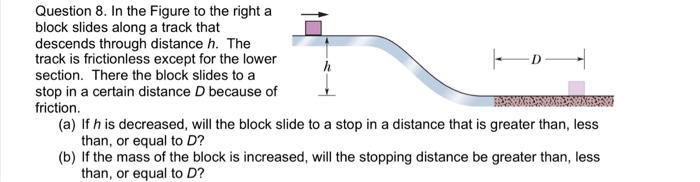 Solved Question 8. In the Figure to the right a block slides | Chegg.com