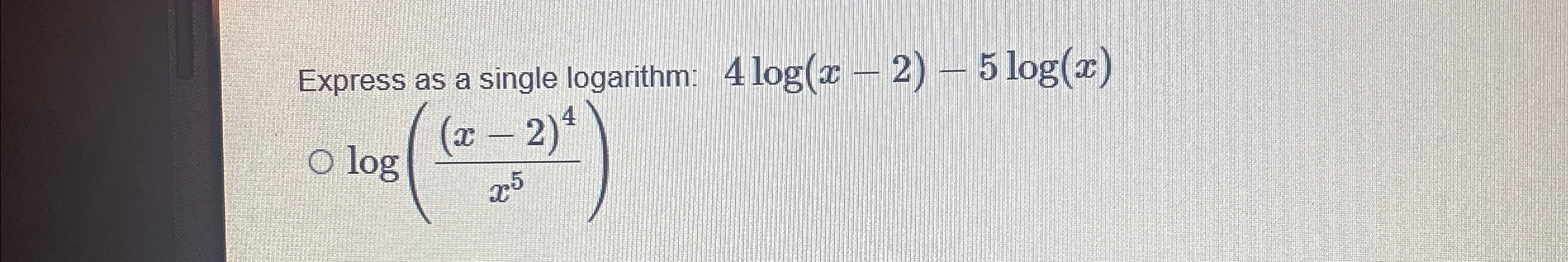 Solved Express as a single logarithm: | Chegg.com