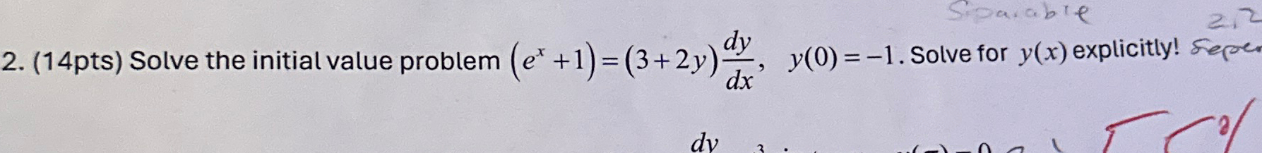 Solved (14pts) ﻿Solve the initial value problem | Chegg.com