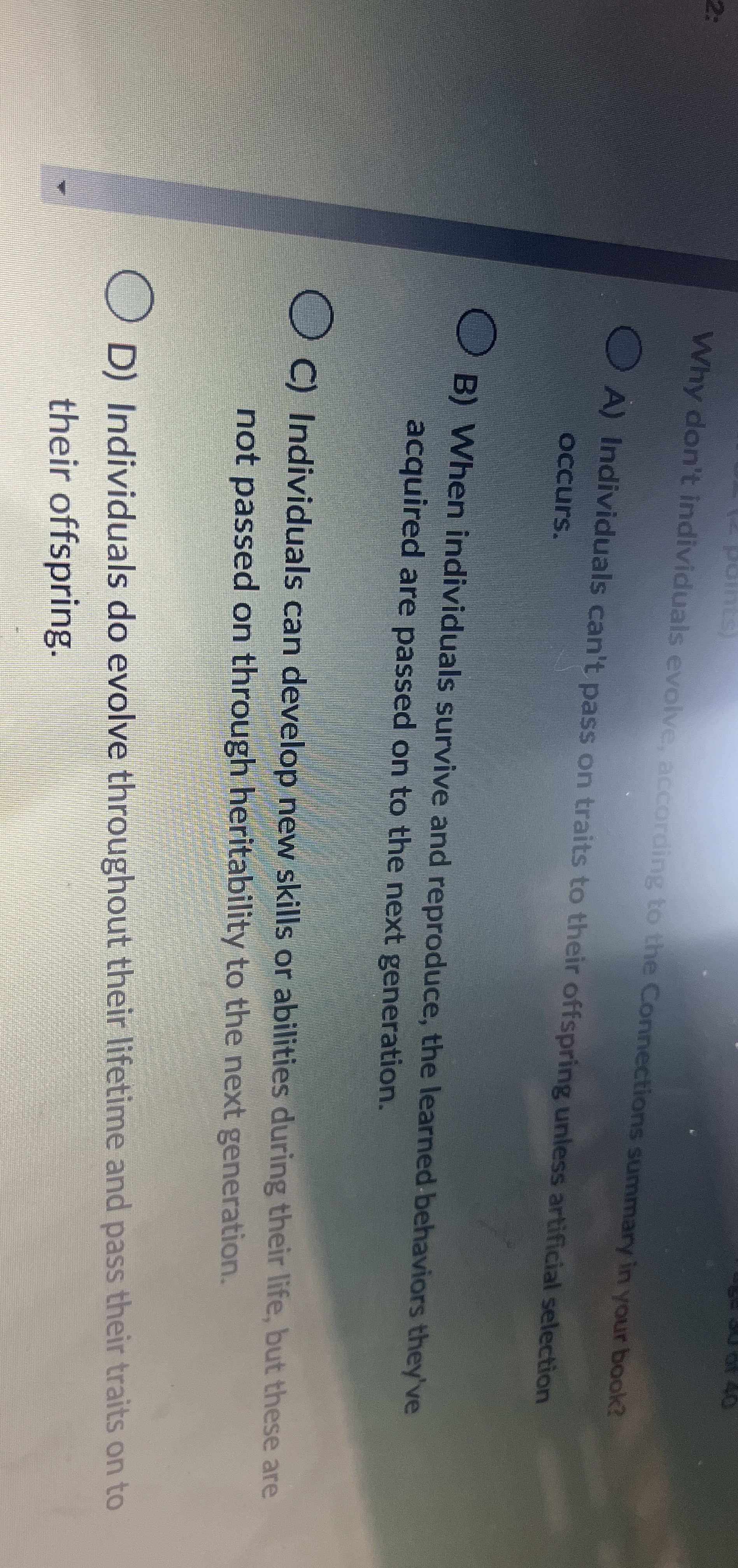 Solved Why don't individuals evolv a connections summary in | Chegg.com