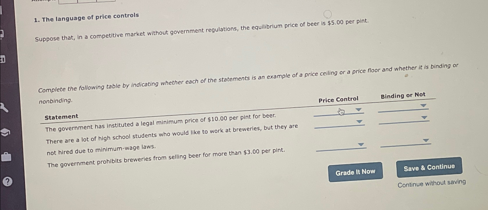 Solved The language of price controlsSuppose that, in a | Chegg.com
