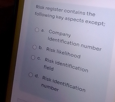 Solved Risk register contains the following key aspects | Chegg.com