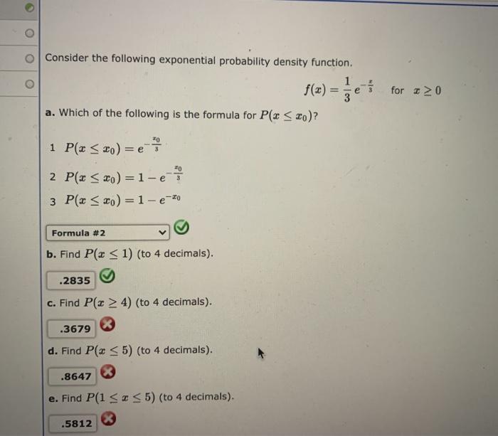 Solved Consider the following exponential probability | Chegg.com