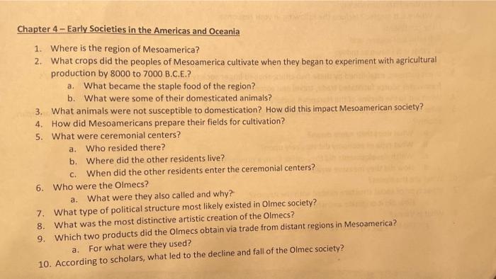 Chapter 4-Early Societies in the Americas and Oceania | Chegg.com