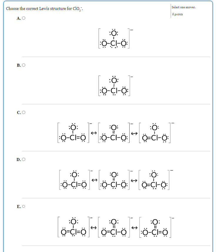 Solved Choose the correct Lewis structure for | Chegg.com