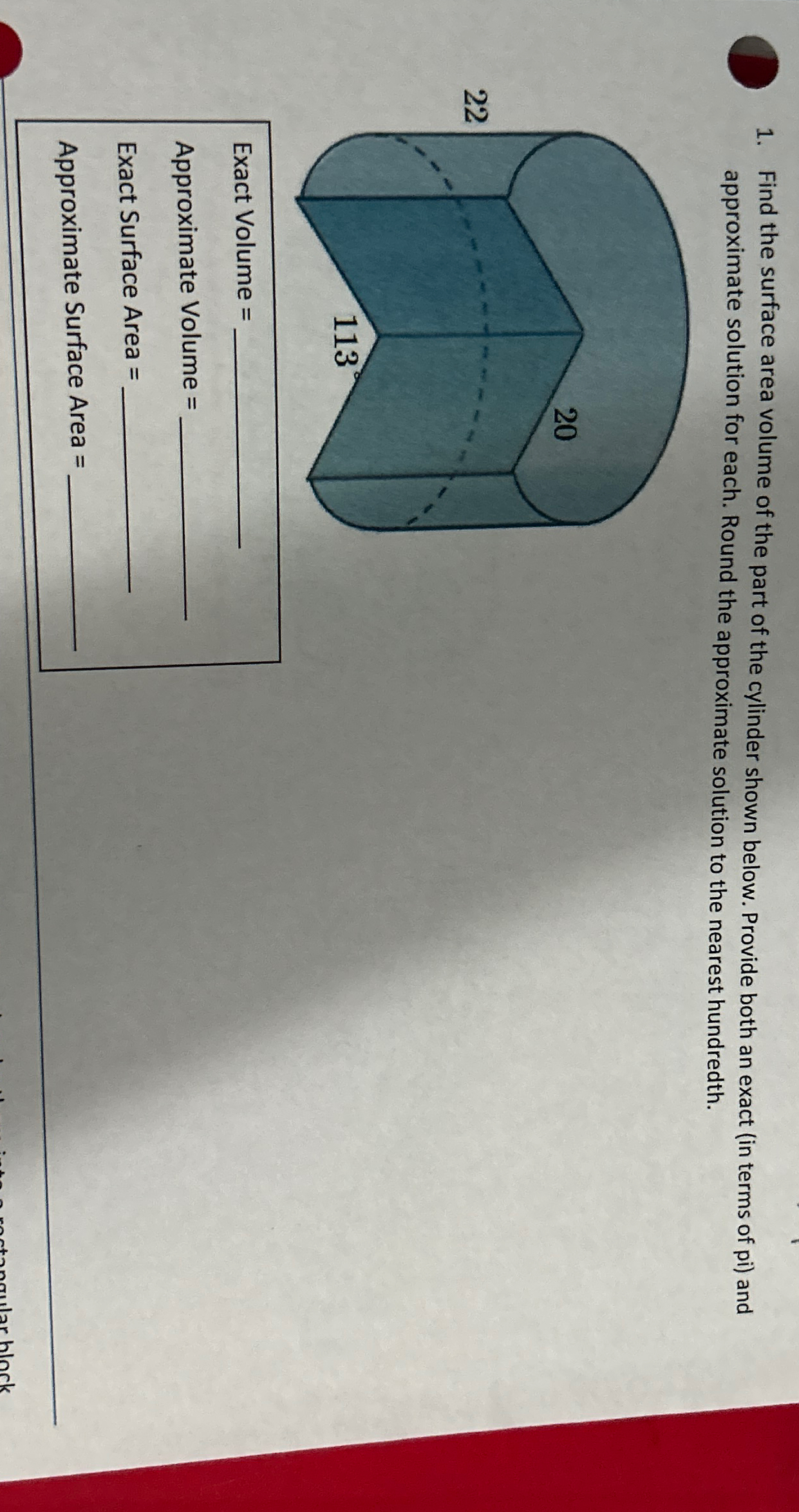 Solved DFind the surface area volume of the part of the | Chegg.com