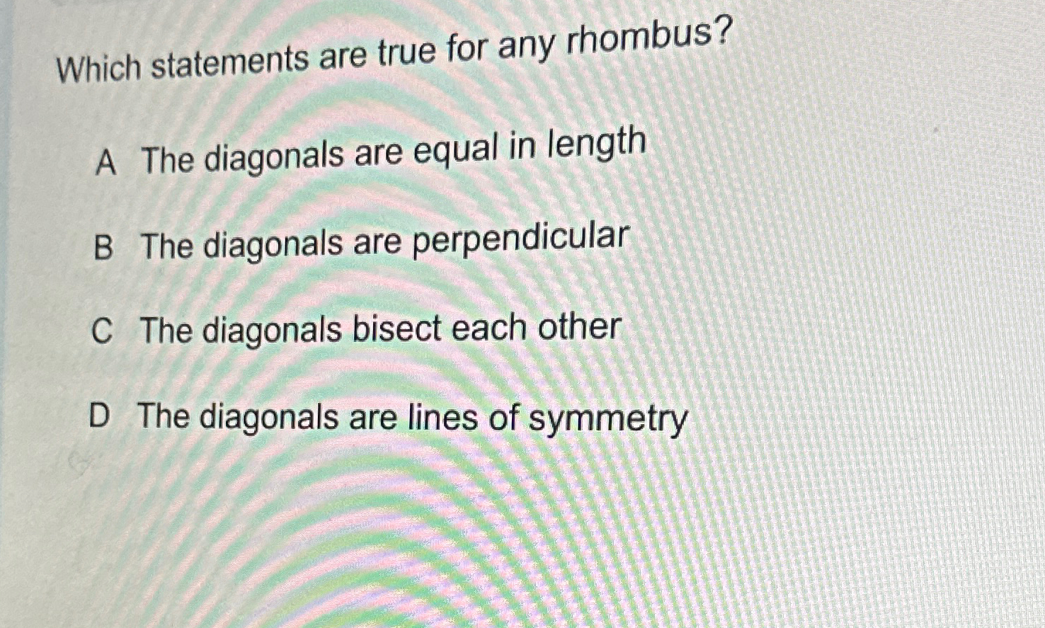 Solved Which statements are true for any rhombus?A The | Chegg.com