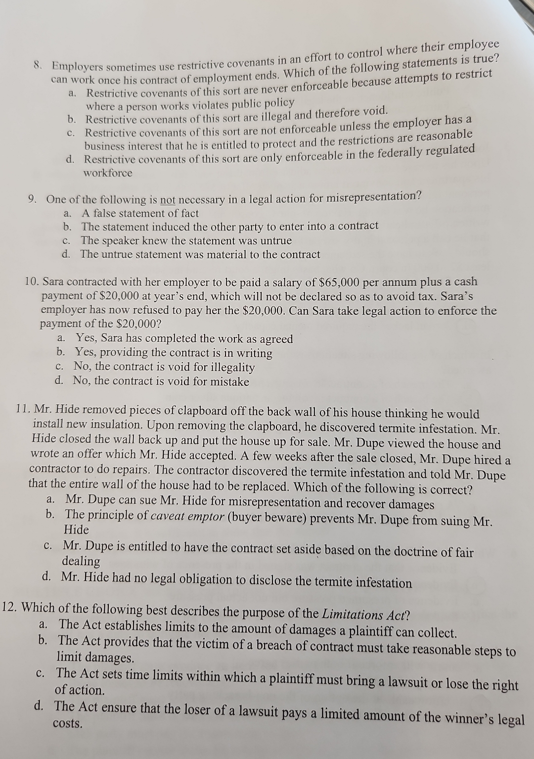 Solved Employers sometimes use restrictive covenants in an | Chegg.com
