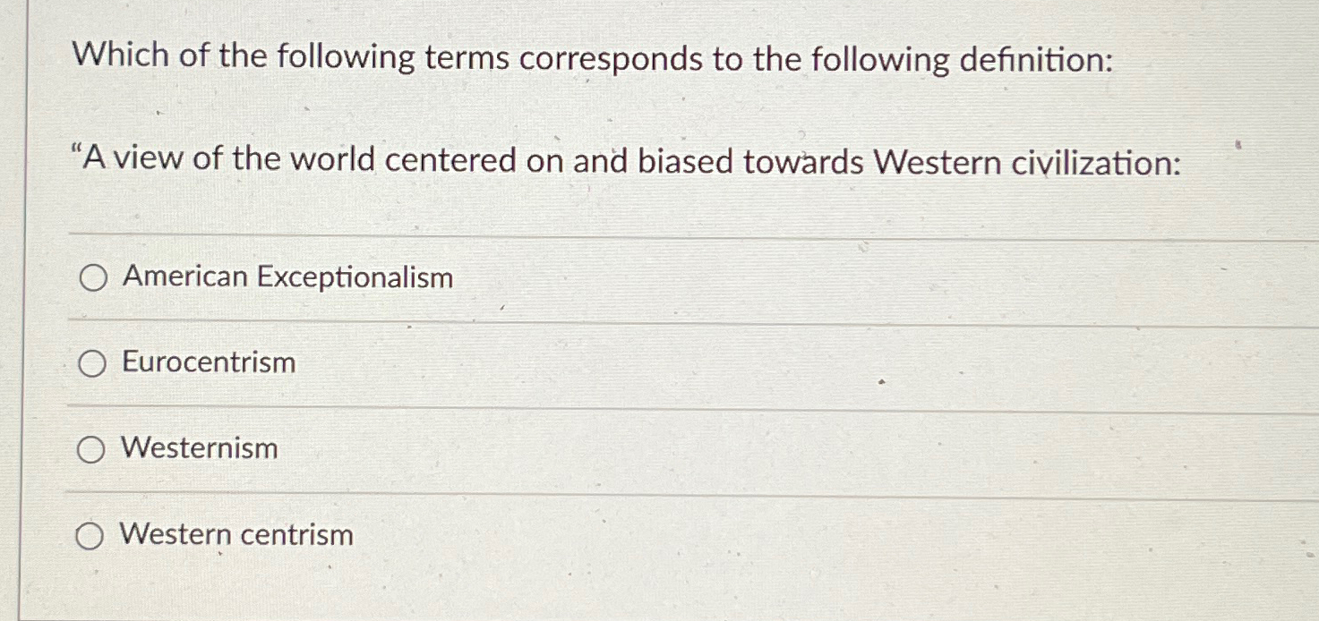 Solved Which of the following terms corresponds to the | Chegg.com