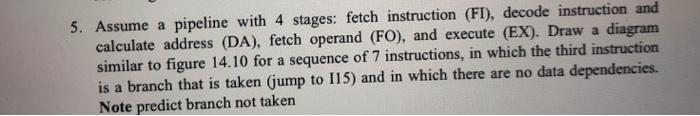 Solved 5. Assume a pipeline with 4 stages: fetch instruction | Chegg.com