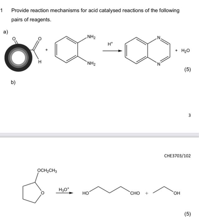 Solved Provide reaction mechanisms for acid catalysed | Chegg.com