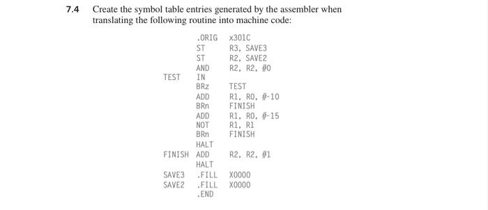 Solved 7.4 Create the symbol table entries generated by the | Chegg.com