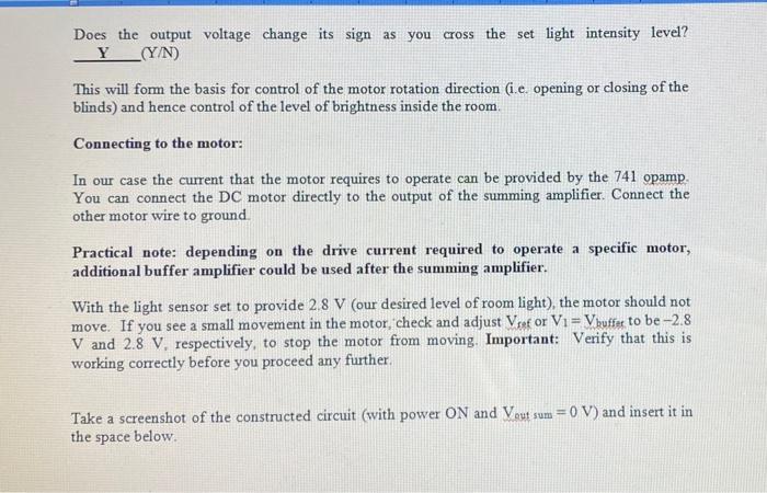 Solved Part C: Automatic Light Level Control Circuit Imagine | Chegg.com