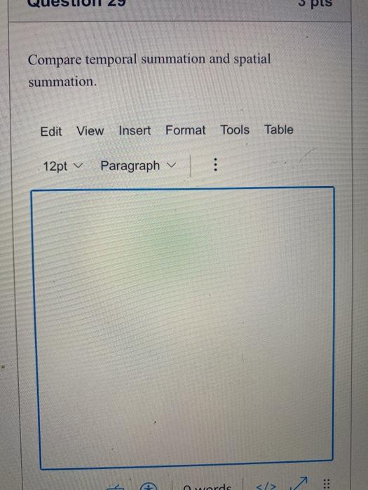 Solved Compare temporal summation and spatial summation. | Chegg.com