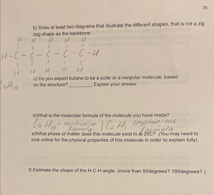 Solved Molecule #7 Organic Molecules 7. a) Make a model of | Chegg.com