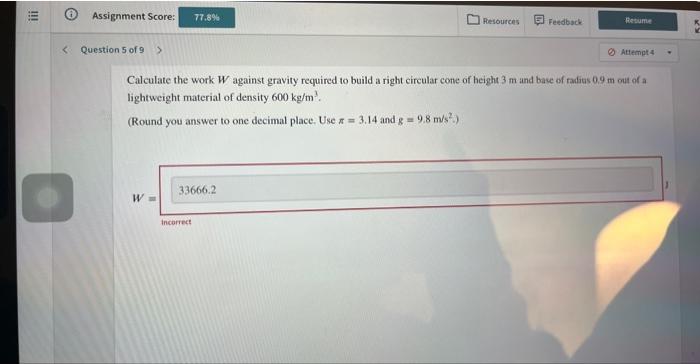 Solved Calculate the work W against gravity required to | Chegg.com