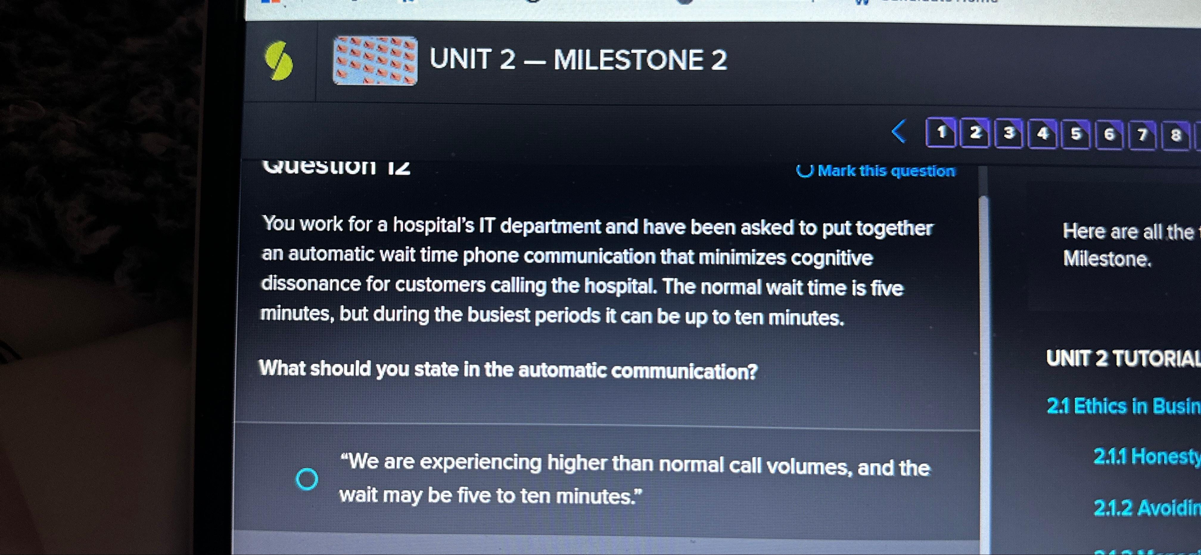 Solved UNIT 2 - ﻿MILESTONE 2vuesium ILU Mark this | Chegg.com
