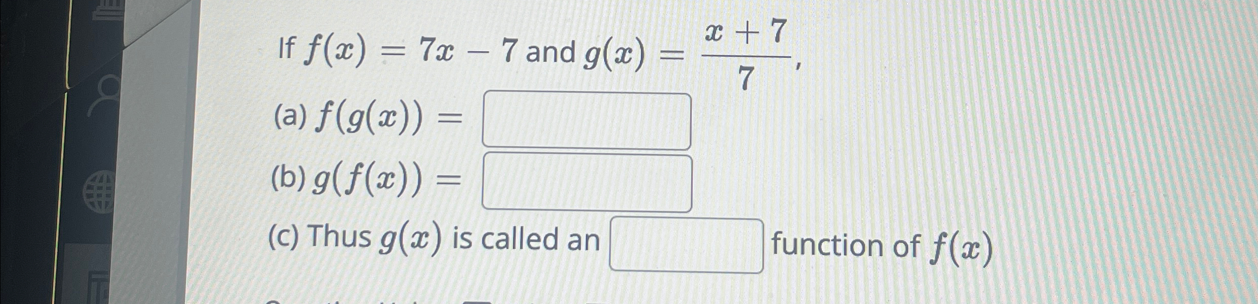 Solved If f(x)=7x-7 ﻿and | Chegg.com
