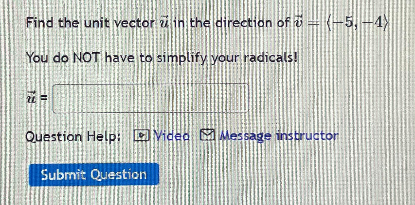 Solved Find the unit vector vec(u) ﻿in the direction of | Chegg.com