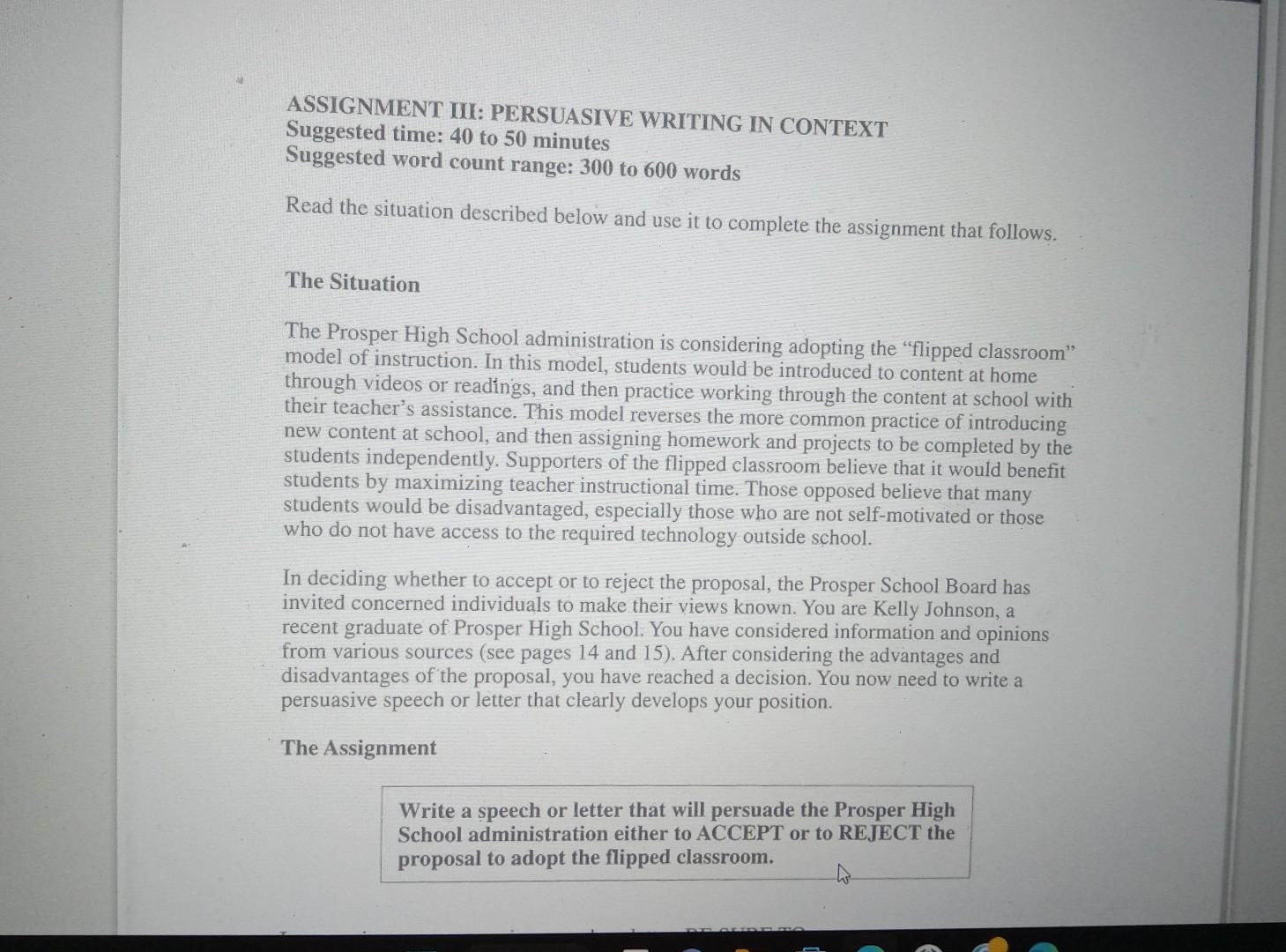 ASSIGNMENT III: PERSUASIVE WRITING IN CONTEXT | Chegg.com