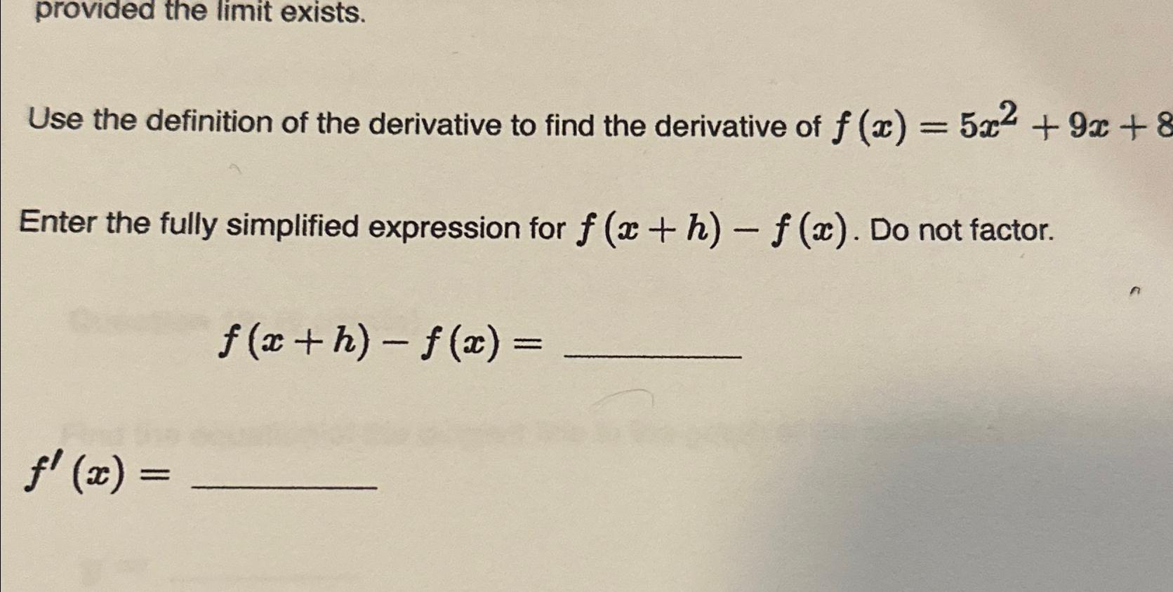 Solved provided the limit exists.Use the definition of the | Chegg.com