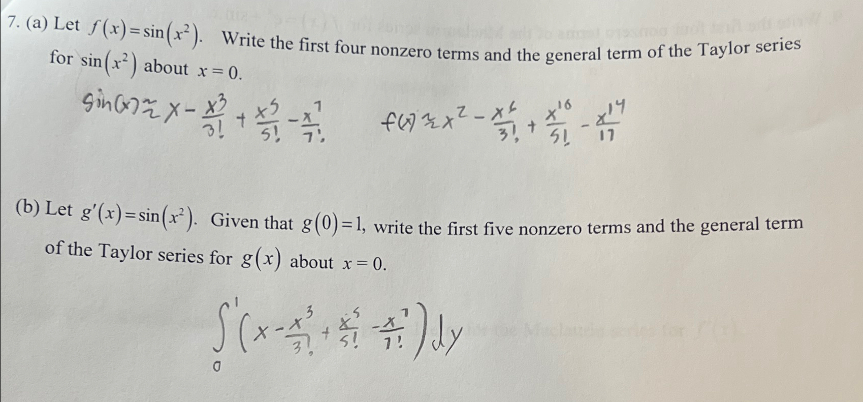 Solved (a) ﻿Let f(x)=sin(x2). ﻿Write the first four nonzero | Chegg.com