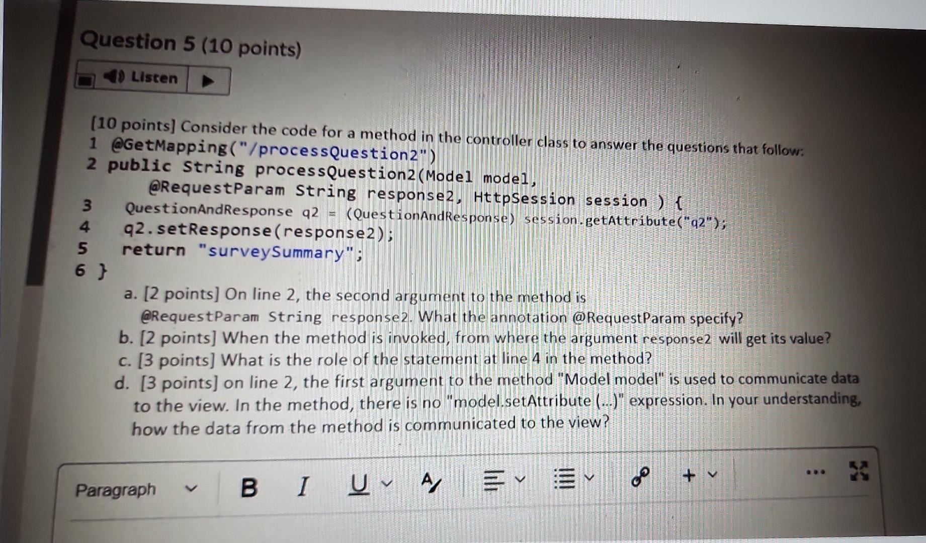 Solved Question 5 (10 points) Listen (10 points) Consider | Chegg.com