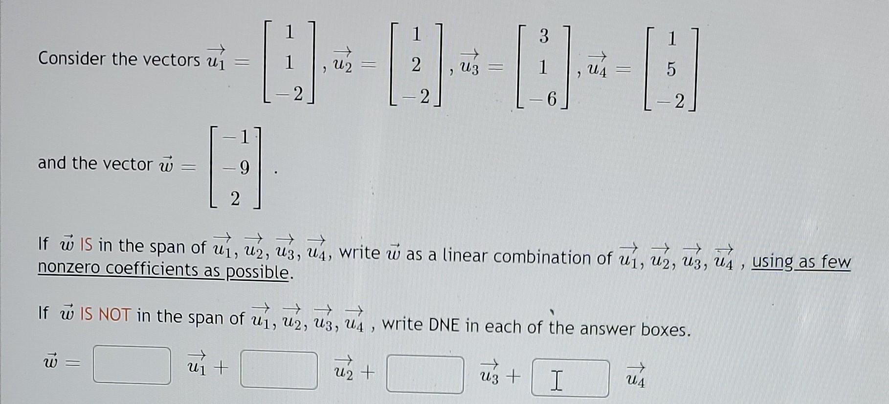 Solved Consider the vectors | Chegg.com