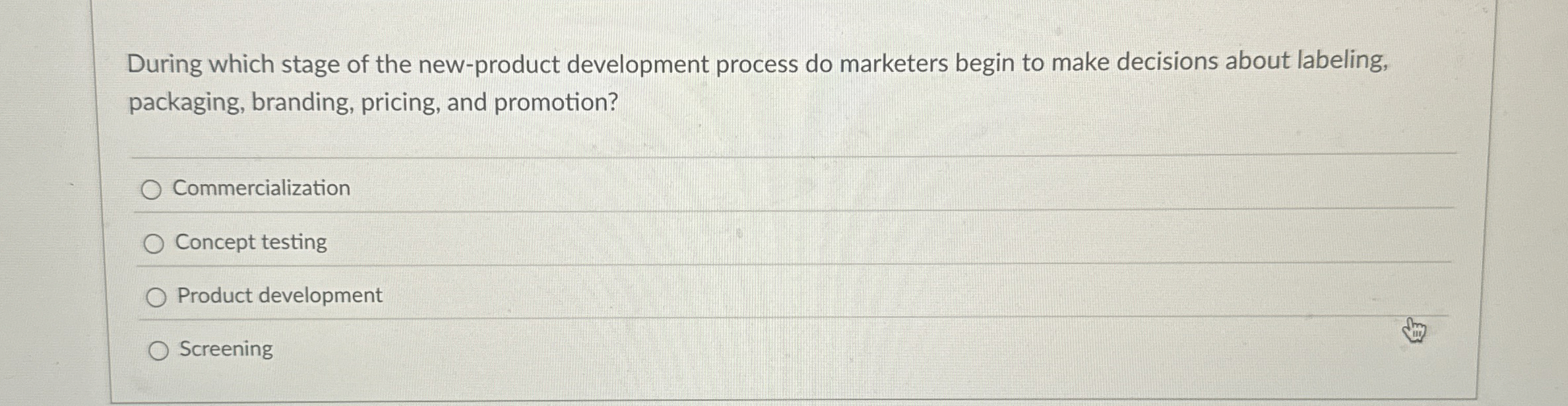 Solved During which stage of the new-product development | Chegg.com