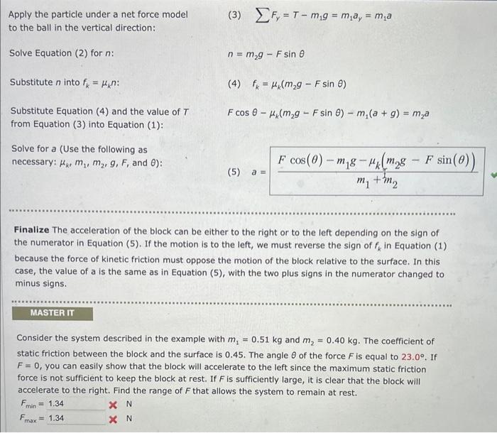 Apply the particle under a net force model (3) | Chegg.com
